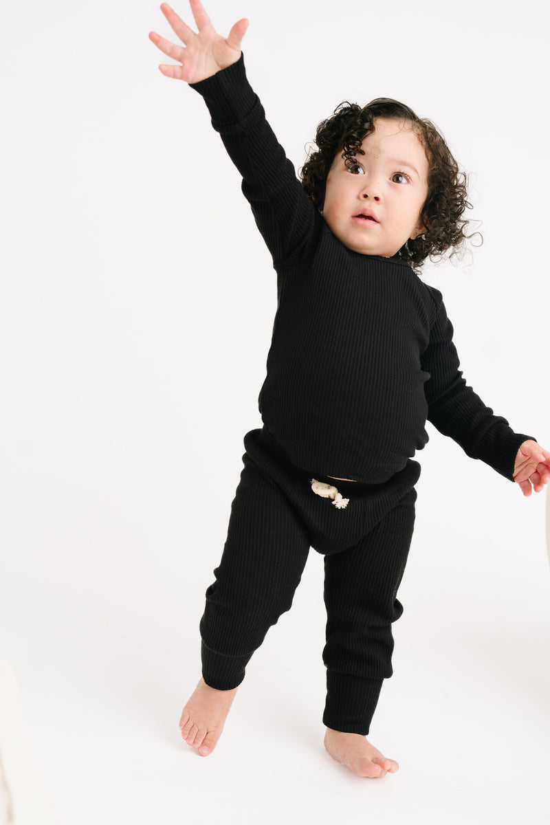 Black Ribbed Lounge Set – Little One Shop Co.